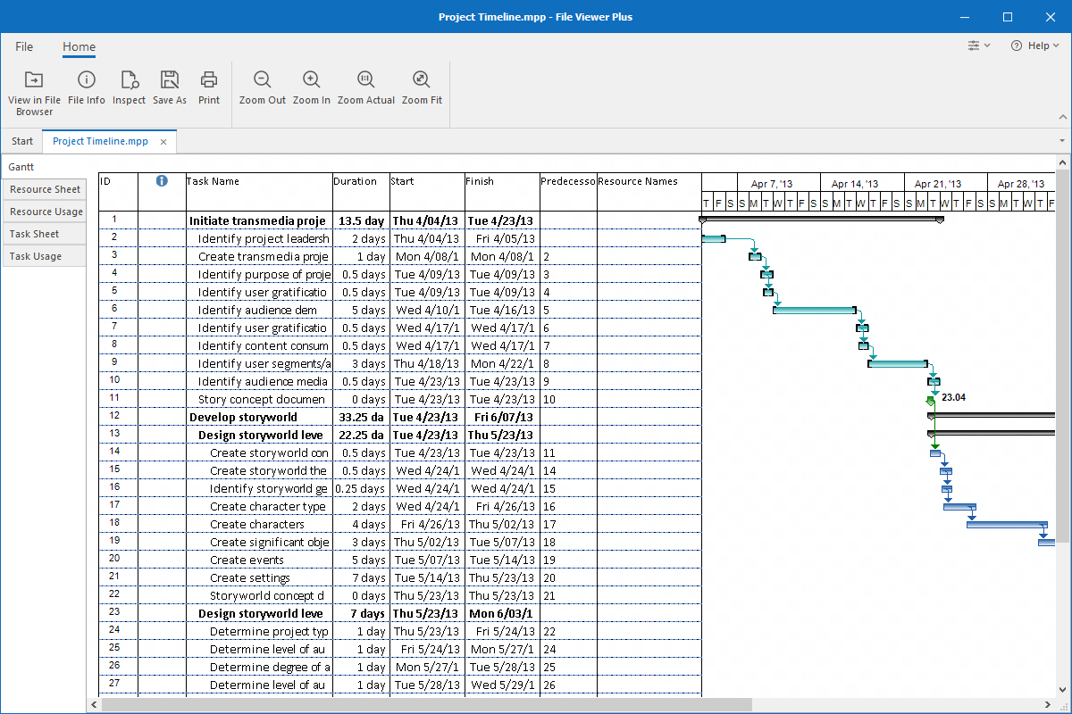 Open MPP Files With File Viewer Plus