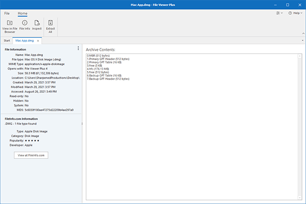 Open .DMG Files with File Viewer Plus