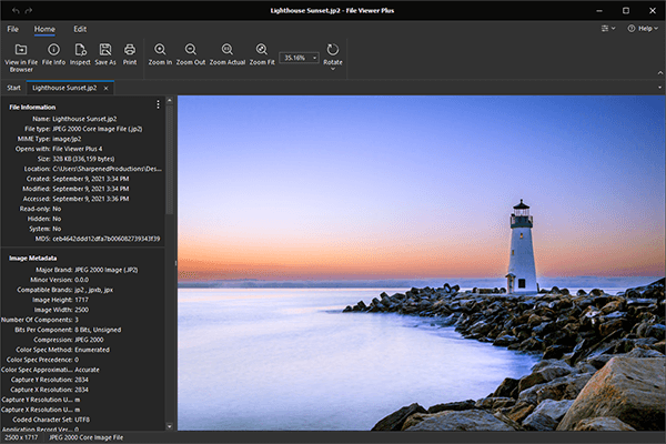 Open .JP2 Files with File Viewer Plus