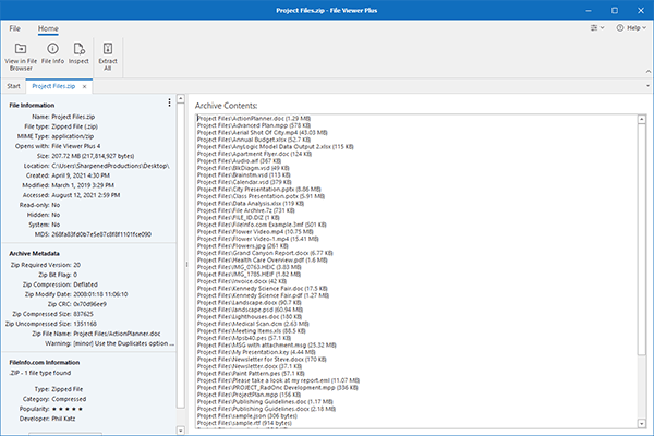Open .ZIP Files with File Viewer Plus