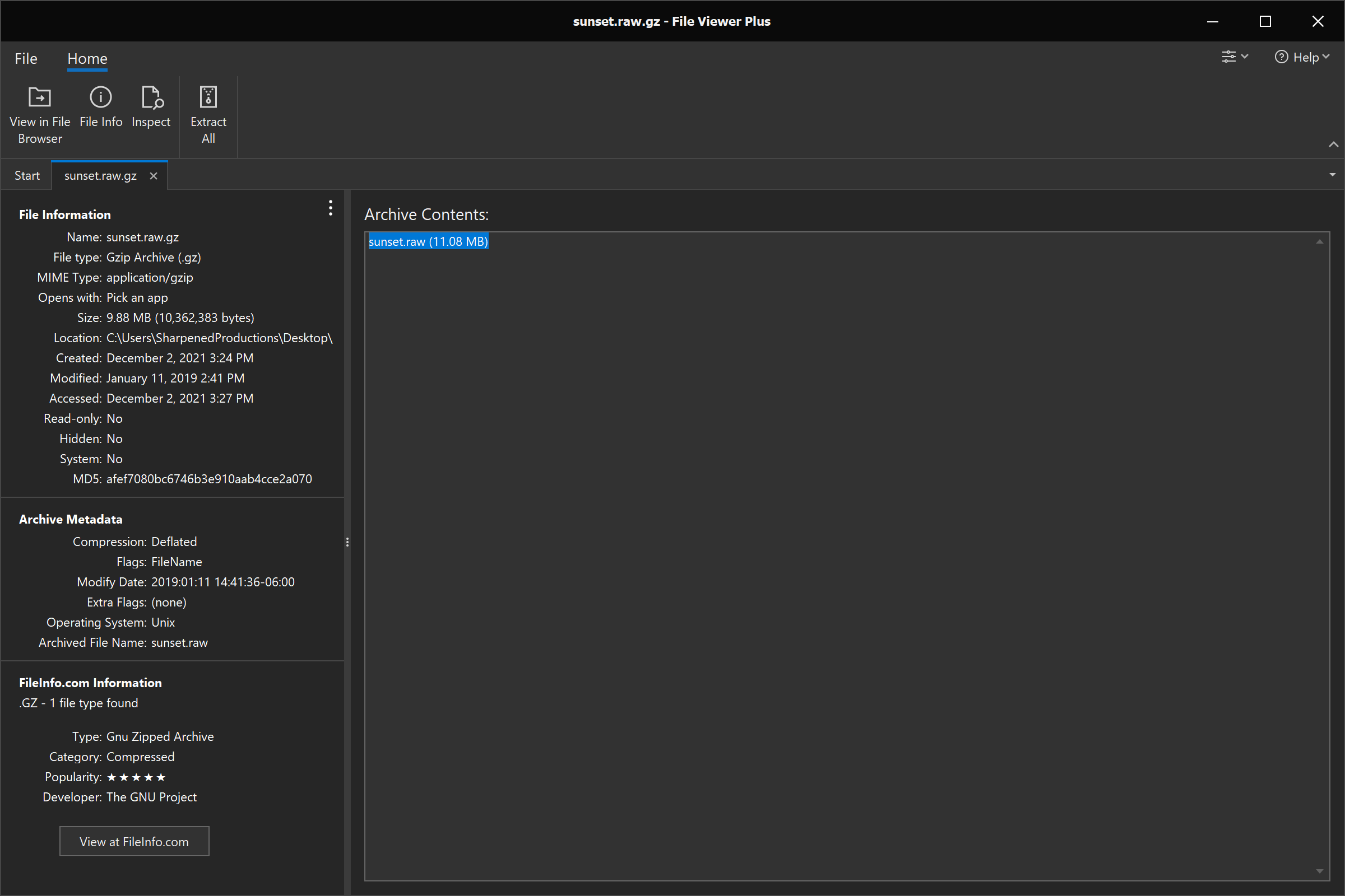 Open GZ Files With File Viewer Plus