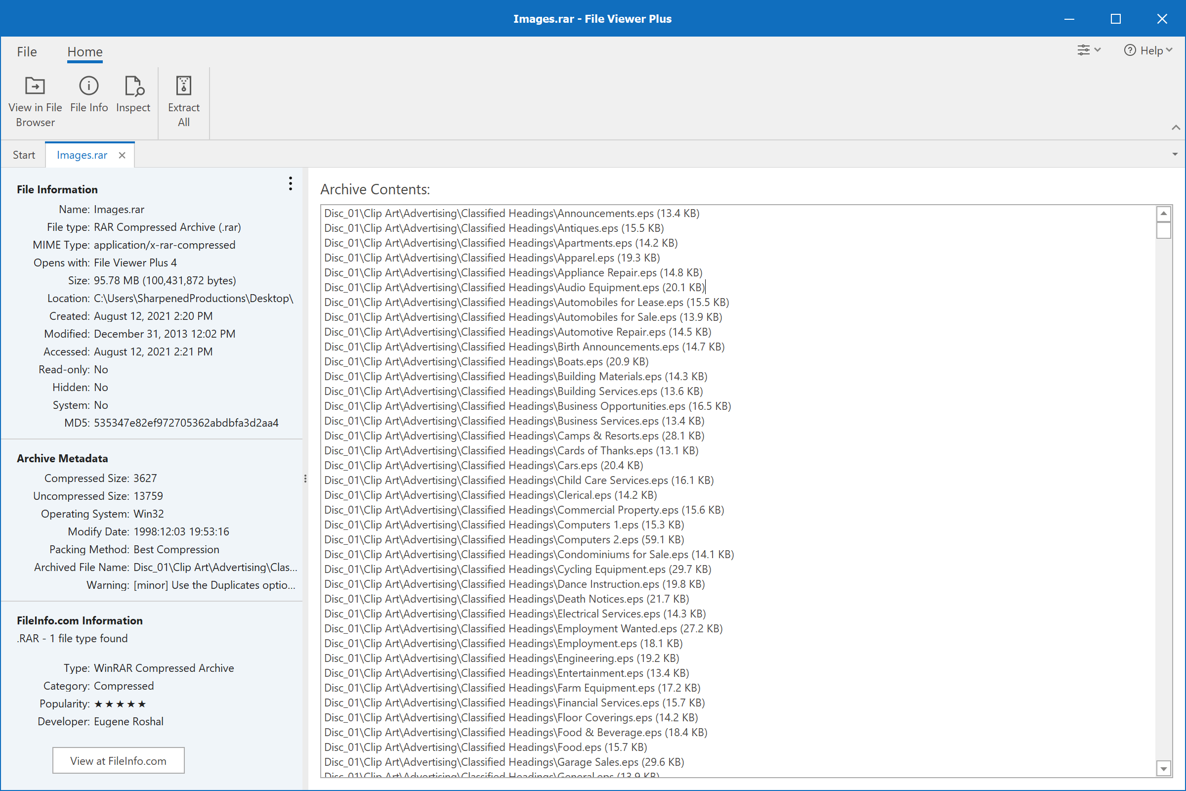 Open .RAR Files with File Viewer Plus