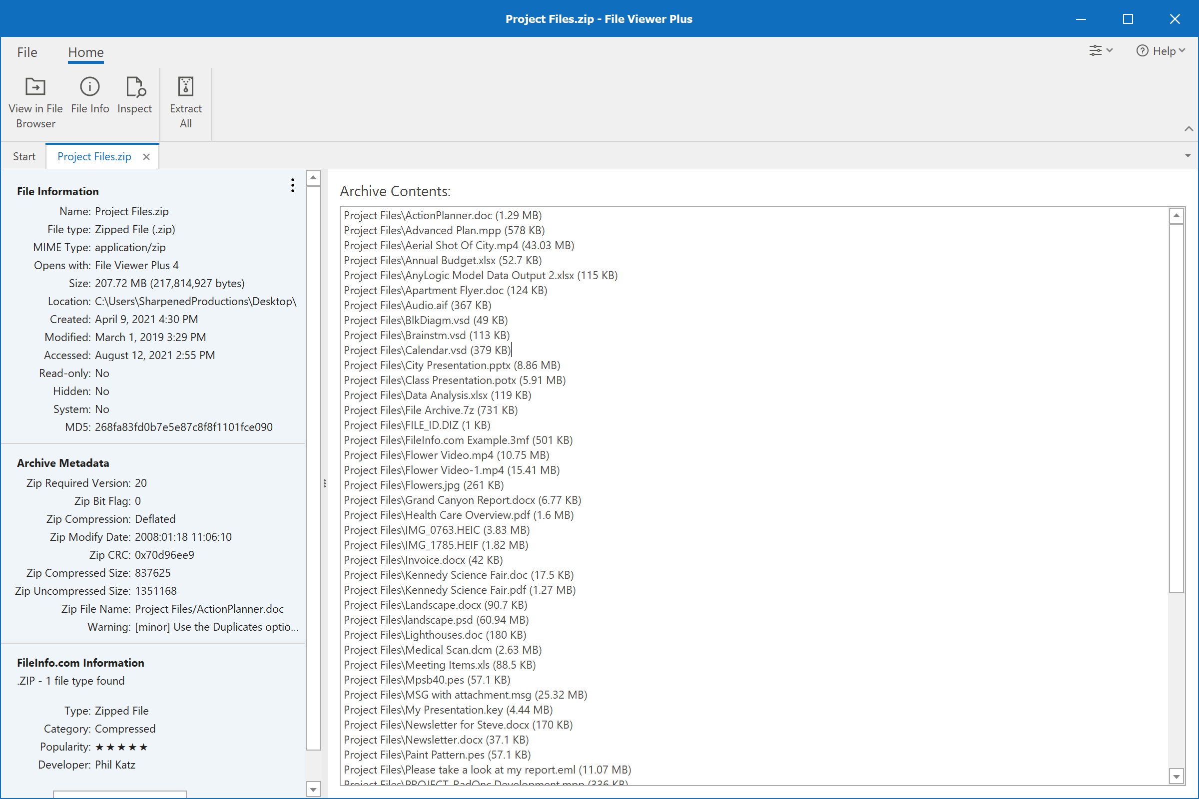 Open .ZIP Files with File Viewer Plus